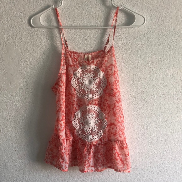 Frenchi | Tops | Spaghetti Strapped Tank With Lace Design | Poshmark